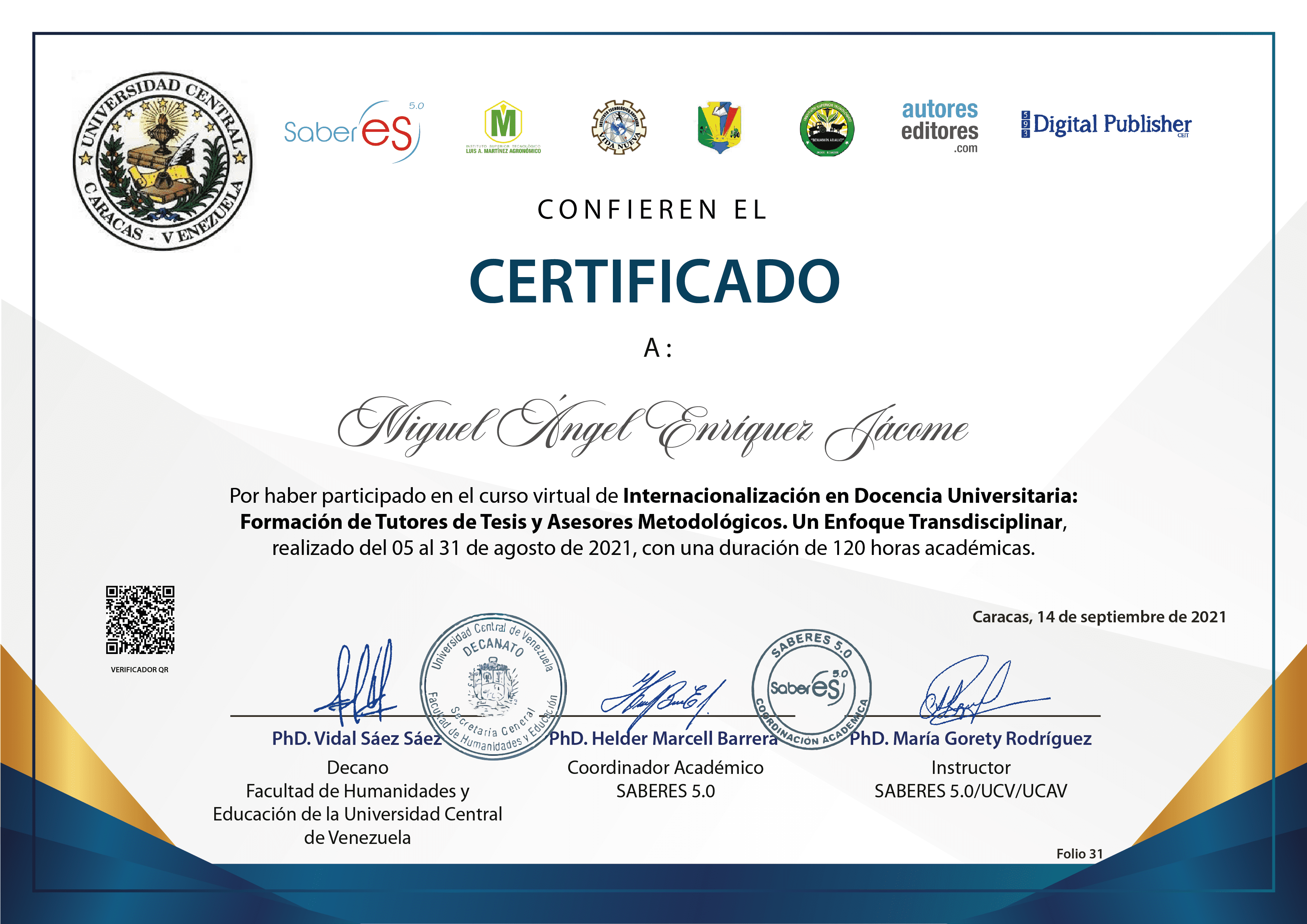Certificación - Curso de Internacionalización en Docencia Universitaria